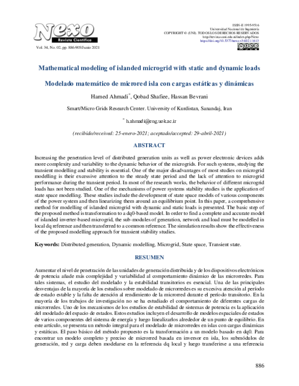 Pdf Mathematical Modeling Of Islanded Microgrid With Static And Dynamic Loads Qobad Shafiee