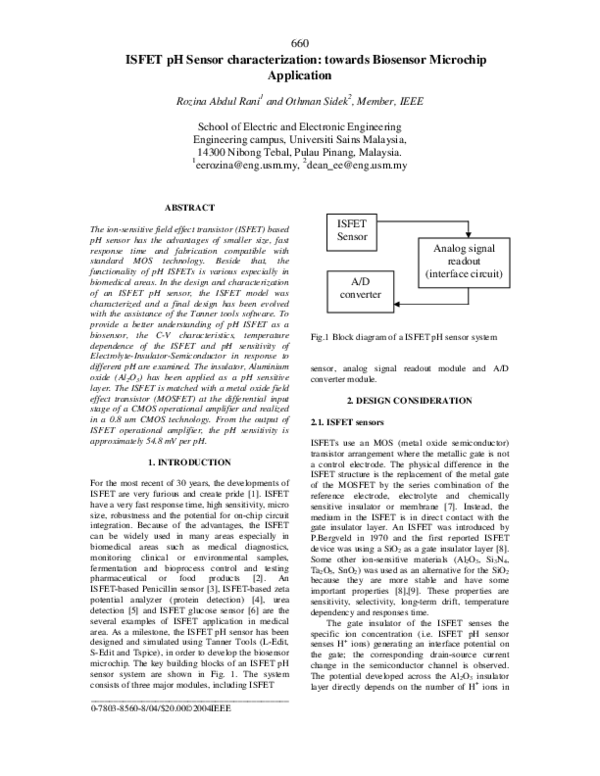 (PDF) ISFET pH sensor characterization: towards biosensor microchip application