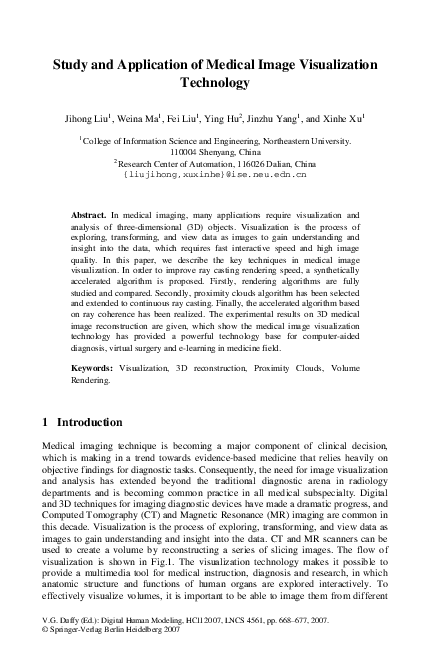 (PDF) Study and Application of Medical Image Visualization Technology