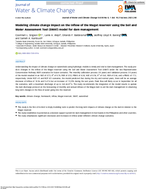(PDF) Modeling climate change impact on the inflow of the Magat ...