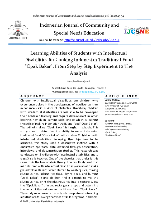 (PDF) Learning Abilities of Students with Intellectual Disabilities for ...