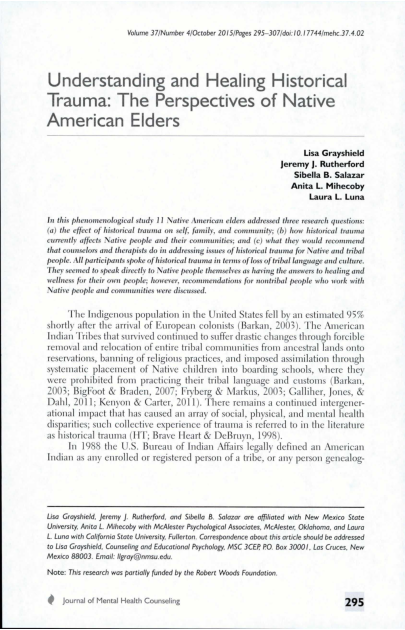 (PDF) Understanding and Healing Historical Trauma: The Perspectives of ...