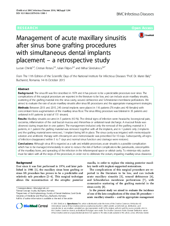 (PDF) Management of acute maxillary sinusitis after sinus bone grafting ...