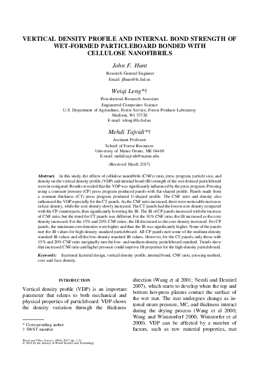 (PDF) Vertical density profile and internal bond strength of wet-formed ...