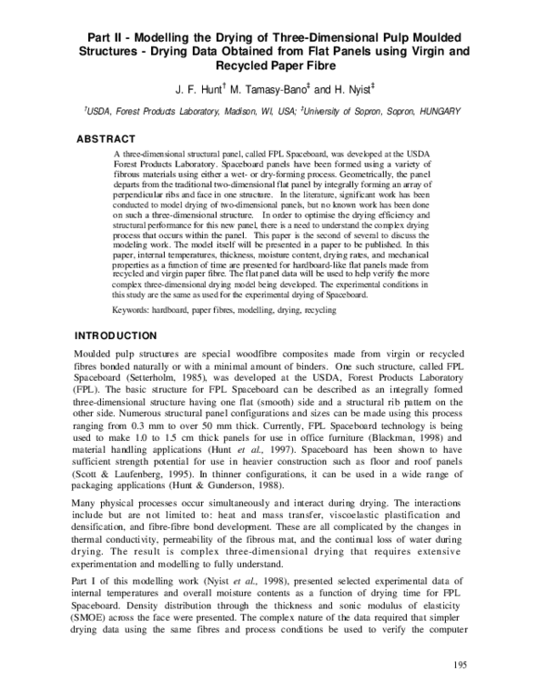(PDF) Part II -Modelling the Drying of Three-Dimensional Pulp Moulded ...