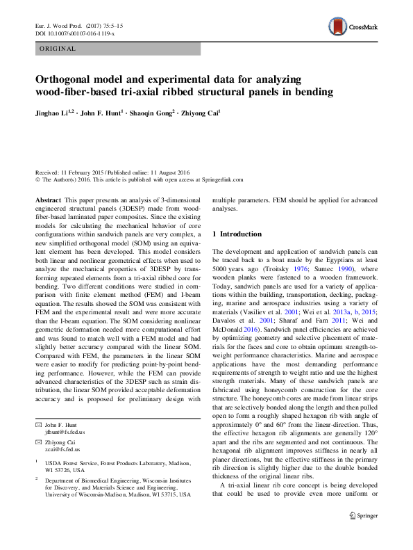 (PDF) Orthogonal model and experimental data for analyzing wood-fiber ...