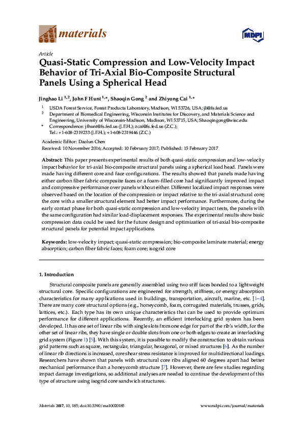 (PDF) Quasi-Static Compression and Low-Velocity Impact Behavior of Tri ...