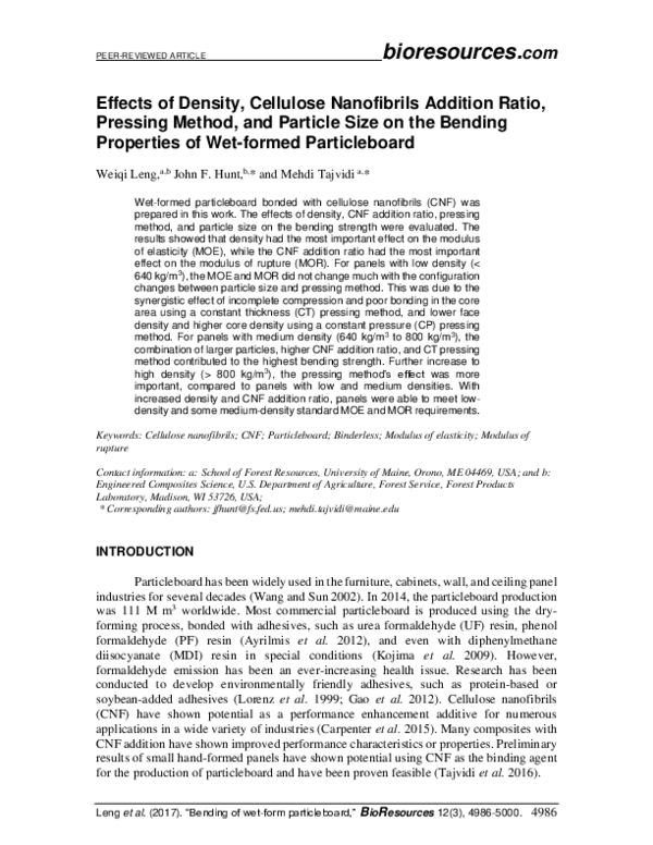 (PDF) Effects of Density, Cellulose Nanofibrils Addition Ratio ...