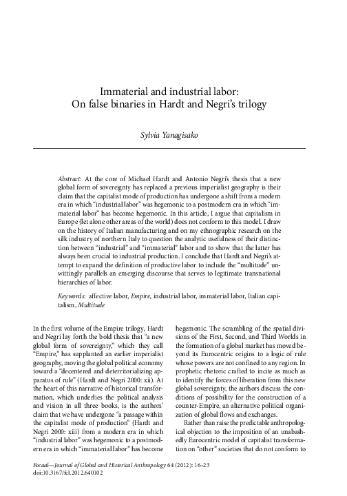 (PDF) Immaterial and industrial labor