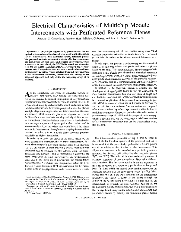 (PDF) Electrical characteristics of multichip module interconnects with perforated reference planes