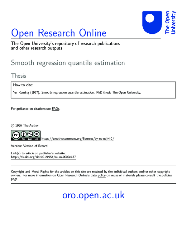 (PDF) Smooth regression quantile estimation
