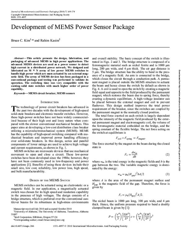 (PDF) Development of MEMS Power Sensor Package | Bruce Kim - Academia.edu