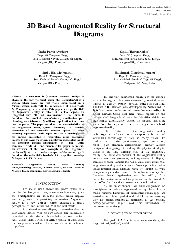Pdf 3d Based Augmented Reality For Structural Diagrams