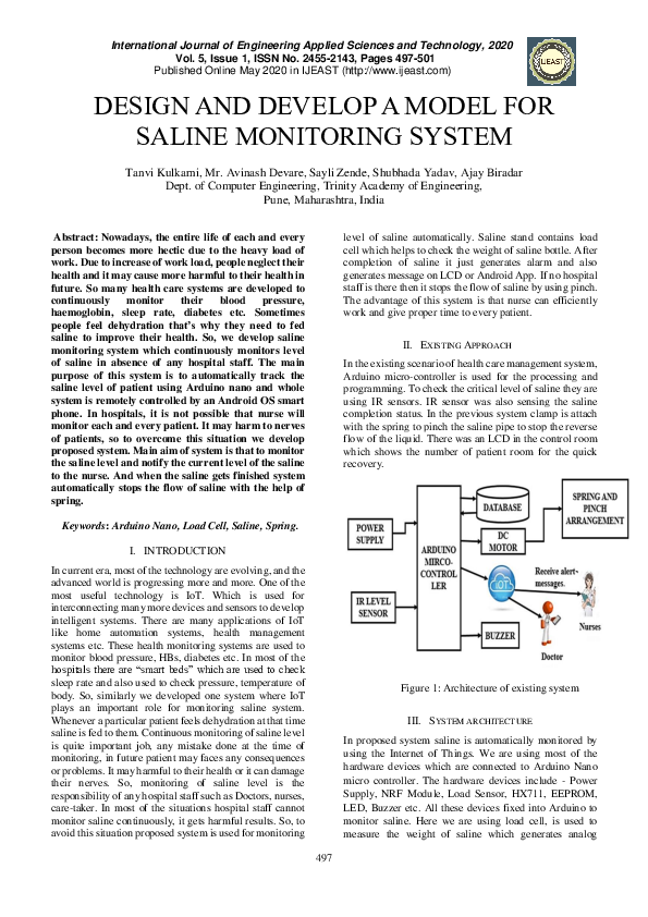 (PDF) Design and Develop a Model for Saline Monitoring System