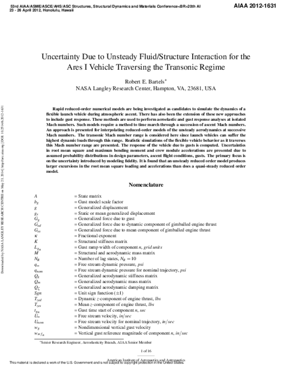 (PDF) Uncertainty Due to Unsteady Fluid/Structure Interaction for the ...