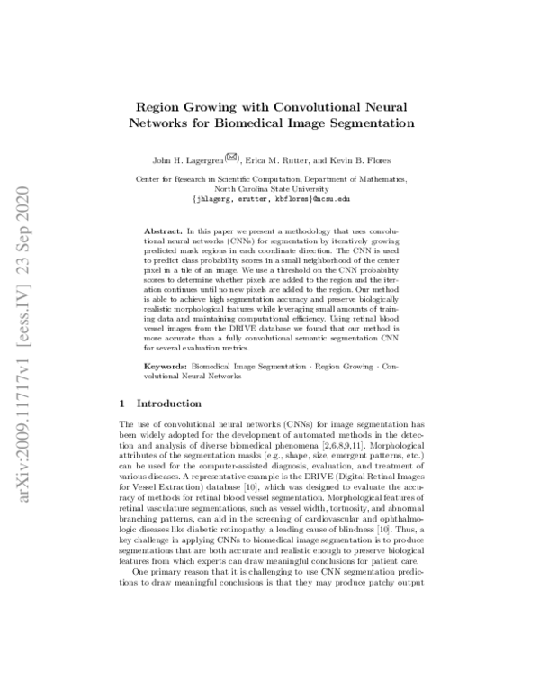 (PDF) Region Growing with Convolutional Neural Networks for Biomedical ...