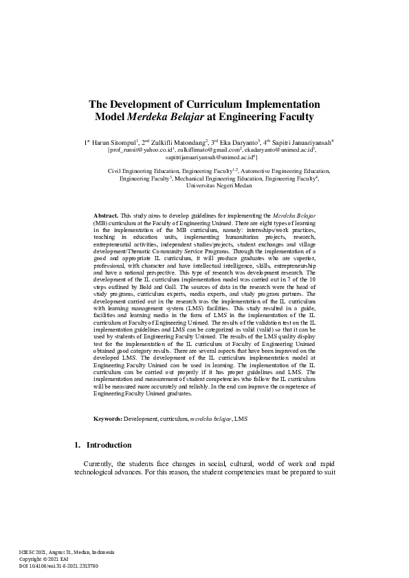 (PDF) Merdeka Belajar Curriculum Model for Engineering