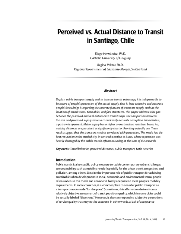 (PDF) Perceived vs. Actual Distance to Transit in Santiago, Chile