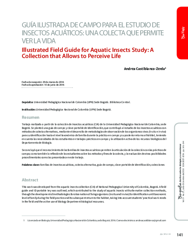 (PDF) Guía Ilustrada De Campo Para El Estudio De Insectos Acuáticos ...