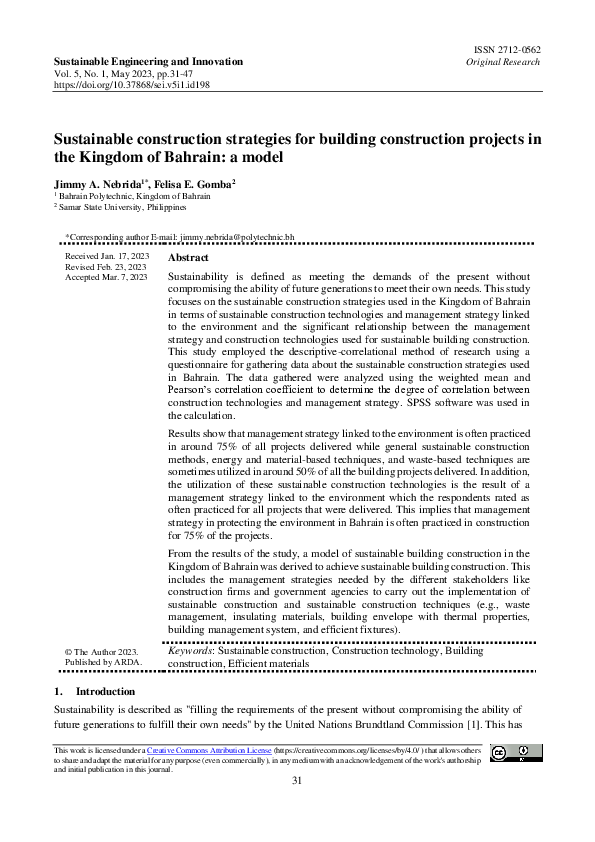 (PDF) Sustainable construction strategies for building construction ...
