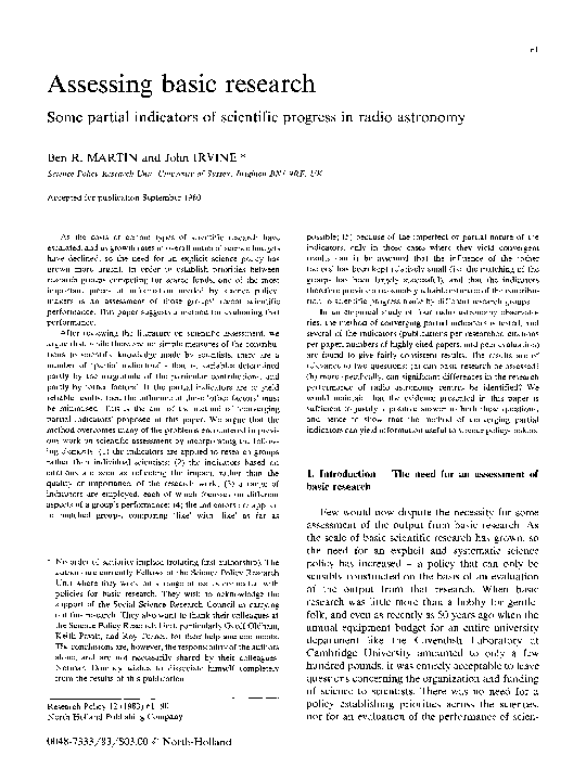 (PDF) Assessing basic research