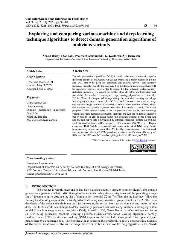 (PDF) Exploring and comparing various machine and deep learning technique algorithms to detect ...