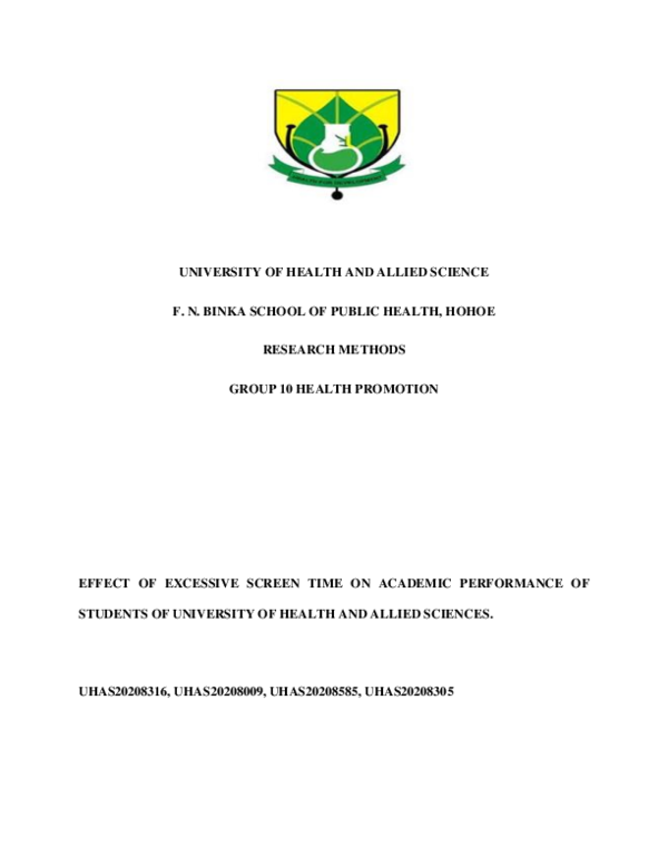 (PDF) EFFECT OF EXCESSIVE SCREEN TIME ON ACADEMIC PERFORMANCE OF ...