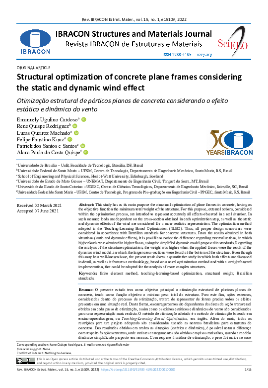 (PDF) Structural optimization of concrete plane frames considering the static and dynamic wind ...