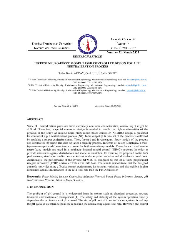 (PDF) Inverse Neuro-Fuzzy Model Based Controller Design for a PH Neutralization Process