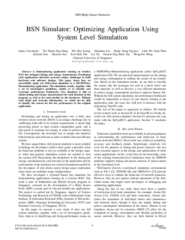 (PDF) BSN Simulator: Optimizing Application Using System Level Simulation | Kathy Nguyen ...