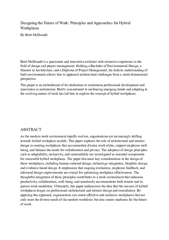 (PDF) Designing the Future of Work: Principles and Approaches for ...