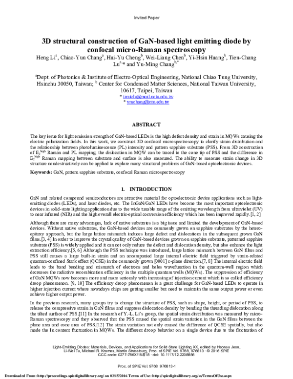 (PDF) 3D structural construction of GaN-based light-emitting diode by confocal micro-Raman ...