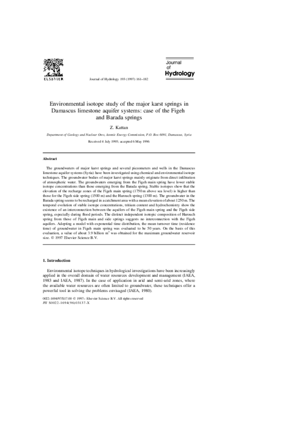 (PDF) Environmental isotope study of the major karst springs in ...