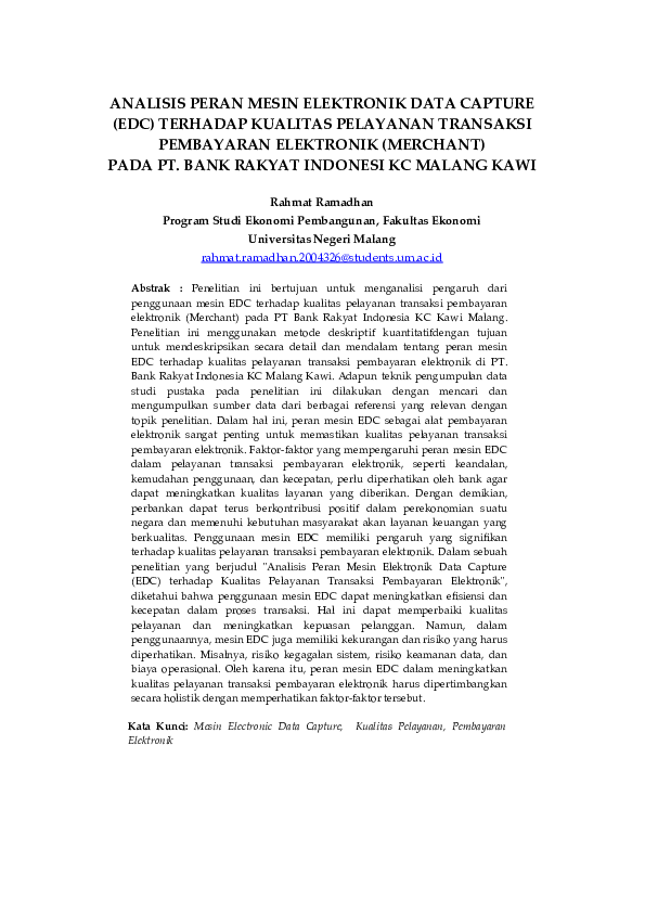(DOC) ANALISIS PERAN MESIN ELEKTRONIK DATA CAPTURE (EDC) TERHADAP ...