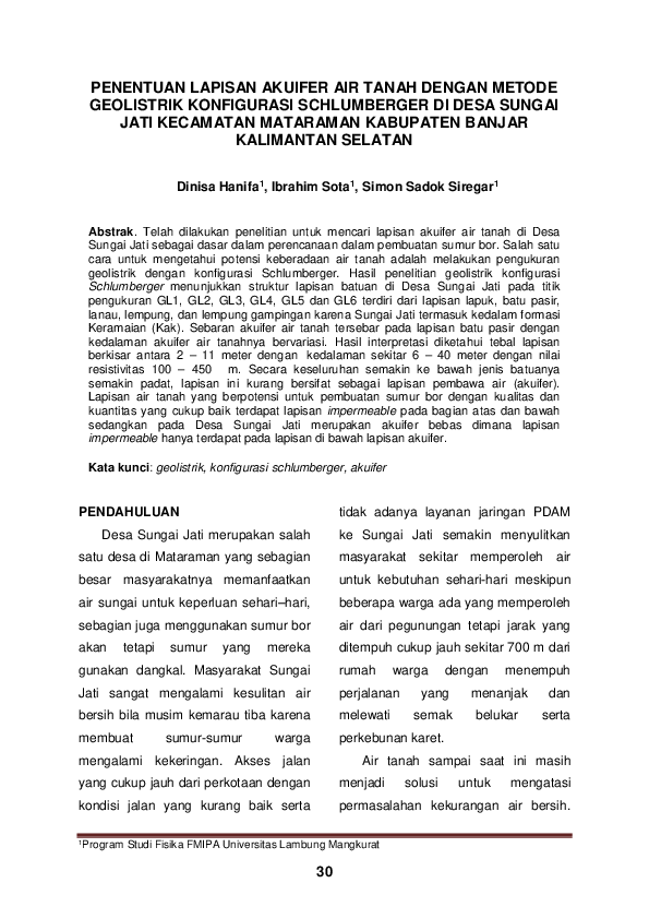 Pdf Metode Geolistrik Konfigurasi Wennerschlumberger