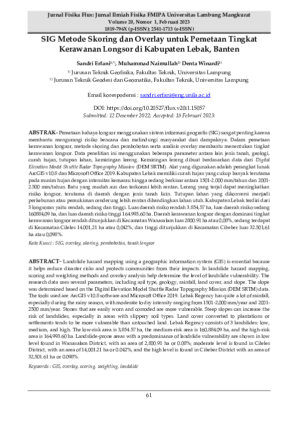 (PDF) GIS Scoring and Overlay Methods for Mapping Landslide ...