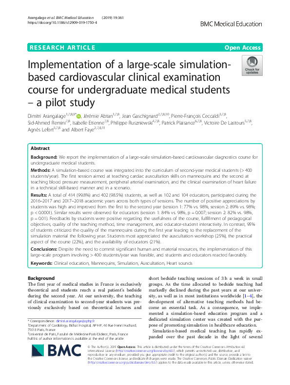 (PDF) Implementation of a large-scale simulation-based cardiovascular ...