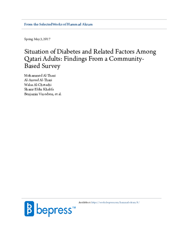 (PDF) Situation of Diabetes and Related Factors Among Qatari Adults ...