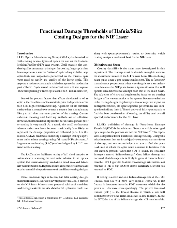 (PDF) Functional damage thresholds of hafnia/silica coating designs for ...