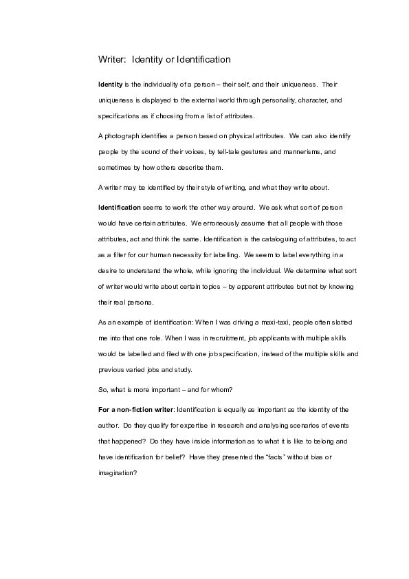 (PDF) Writer: Identity or Identification