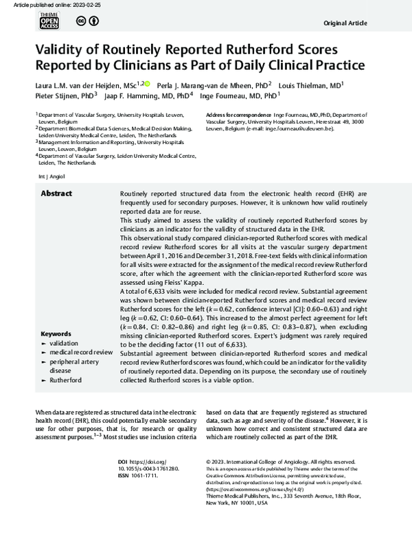 (PDF) Validity of Routinely Reported Rutherford Scores Reported by ...