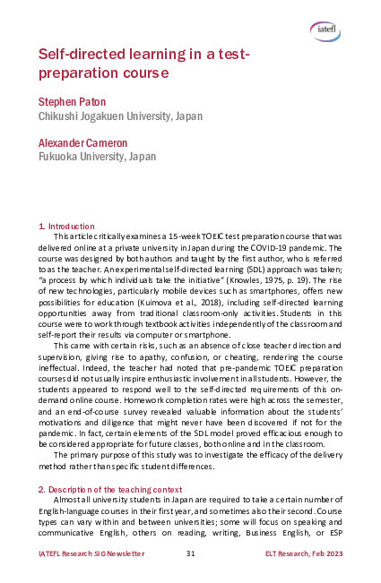 (PDF) Self-Directed Learning in TOEIC Prep Course