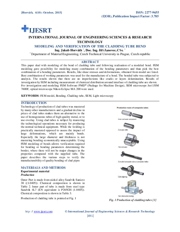 (PDF) Modeling and Verification of the Cladding Tube Bend