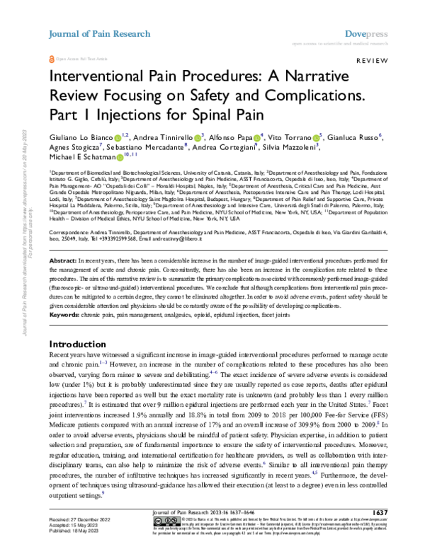 (PDF) Interventional Pain Procedures: A Narrative Review Focusing on ...