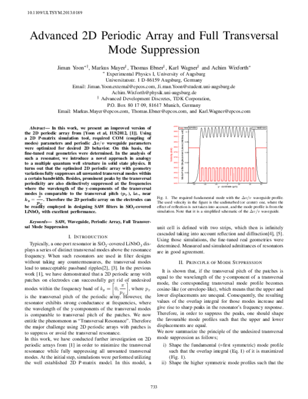 (PDF) Advanced 2D periodic array and full transversal mode suppression