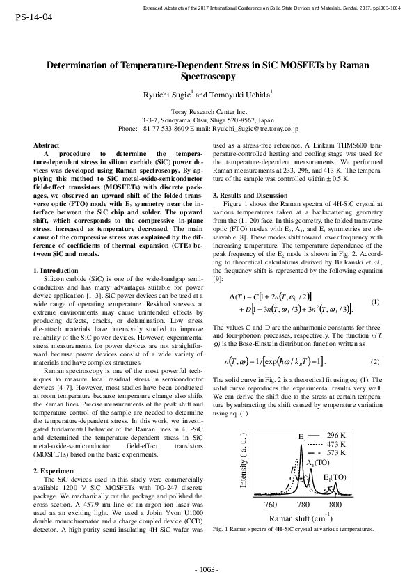 (PDF) Determination of Temperature-Dependent Stress in SiC MOSFETs by Raman Spectroscopy