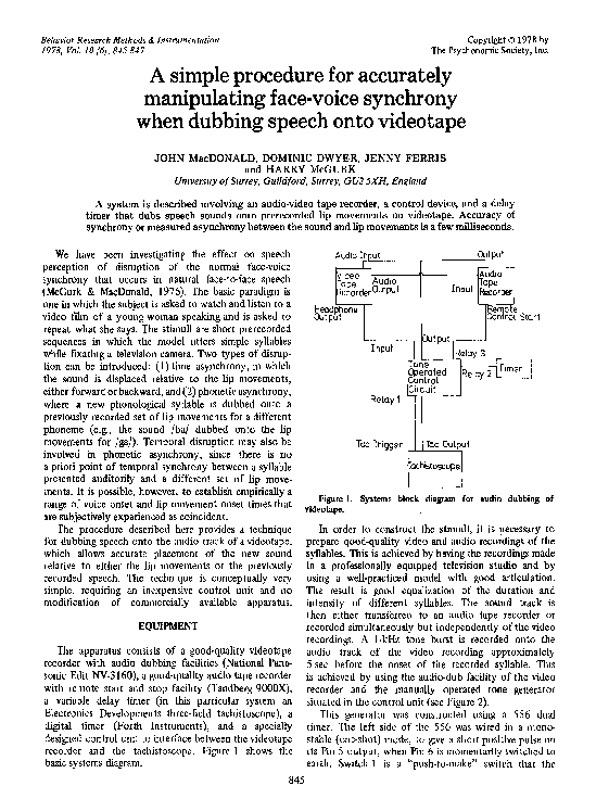(PDF) A simple procedure for accurately manipulating face-voice ...