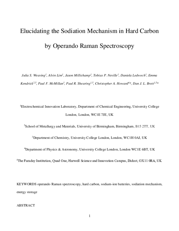 (PDF) Elucidating the Sodiation Mechanism in Hard Carbon by Operando ...