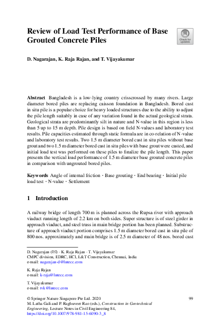 (PDF) Review of Load Test Performance of Base Grouted Concrete Piles