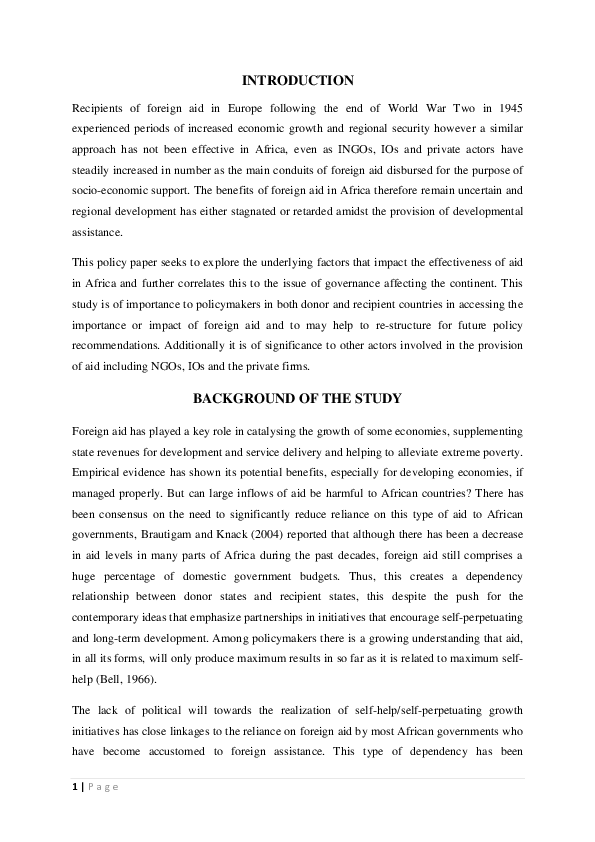 (PDF) Foreign Aid Distribution in Developing Countries